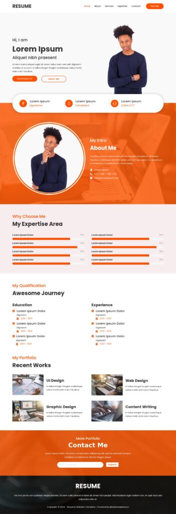 Resume Website Template – Resume Website Template By BricksTemplates.io